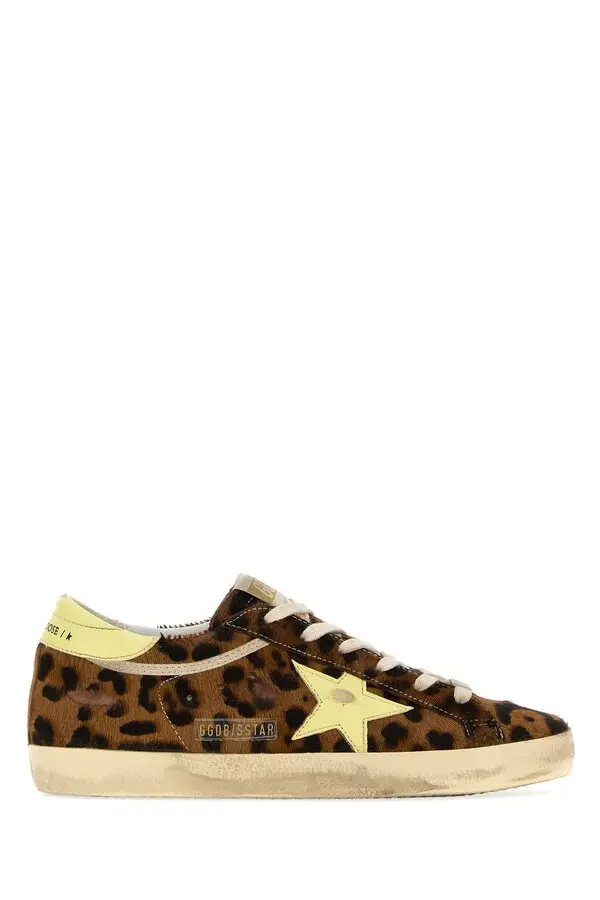 GOLDEN GOOSE Printed Calf Hair Super-star Sneakers - White