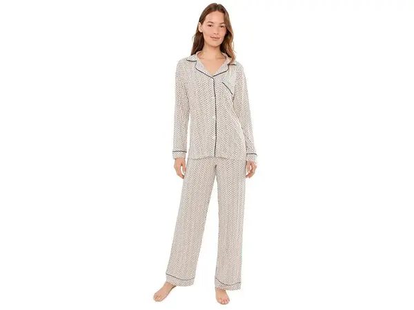 Eberjey Gisele Printed The Long Pj Set Pajama Sets Hourglass Sunbeam/navy - Beige