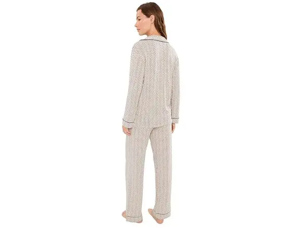 Eberjey Gisele Printed The Long Pj Set Pajama Sets Hourglass Sunbeam/navy - Beige