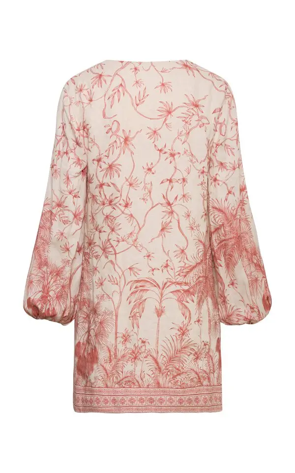 ANDRES OTALORA Flamencos Printed Linen Mini Dress