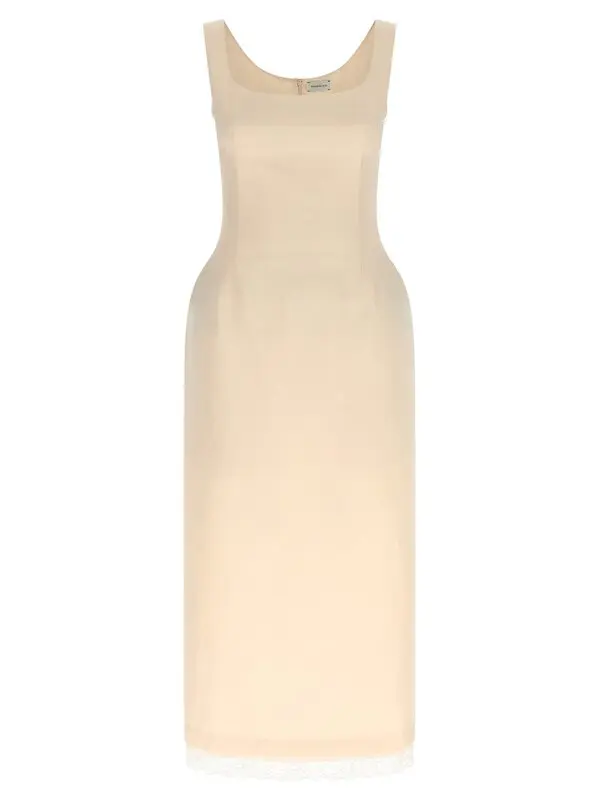 Magda Butrym Midi Dress With Lace Trim - Cream