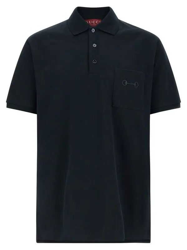 Gucci Morsetto' Embroidery Polo Shirt - Blue