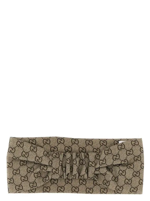Gucci Gg Printed Silk Twill Headband - Cream