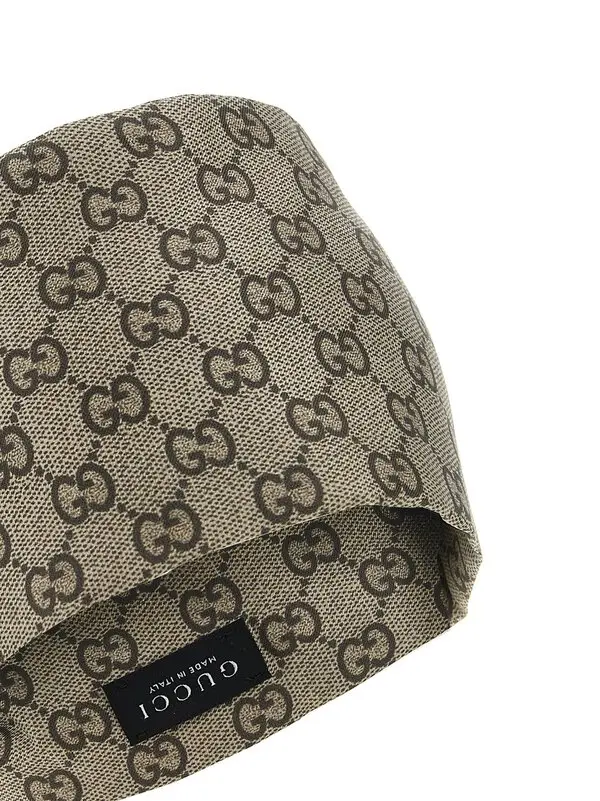 Gucci Gg Printed Silk Twill Headband - Cream