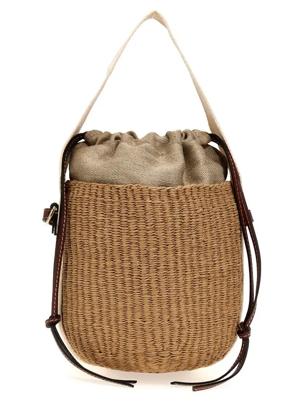 Chloé Woody' Small Straw Bucket Bag - Cream