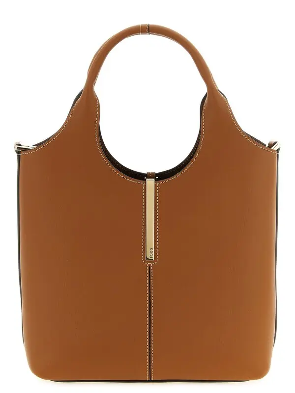 TOD'S Mini Metal Plate Shopping Bag - Brown