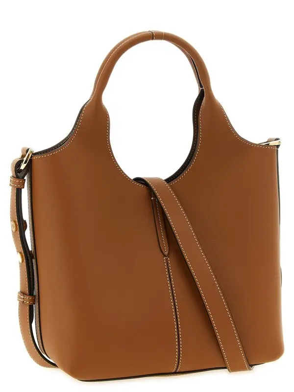 TOD'S Mini Metal Plate Shopping Bag - Brown