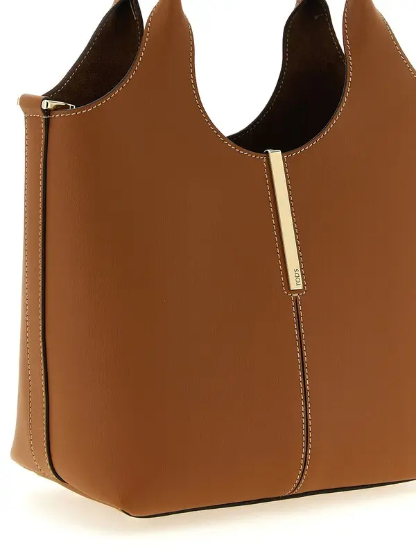 TOD'S Mini Metal Plate Shopping Bag - Brown
