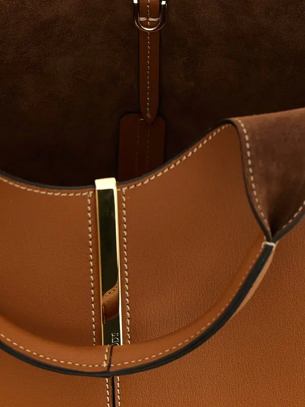 TOD'S Mini Metal Plate Shopping Bag - Brown