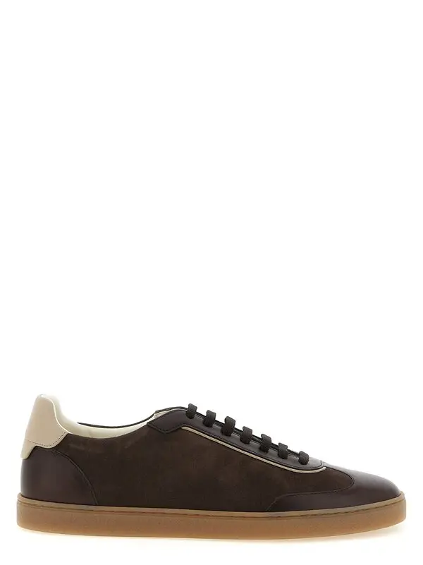Brunello Cucinelli Suede And Smooth Calf Leather Sneakers