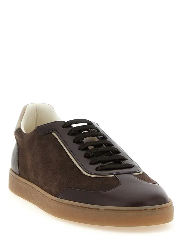 Brunello Cucinelli Suede And Smooth Calf Leather Sneakers
