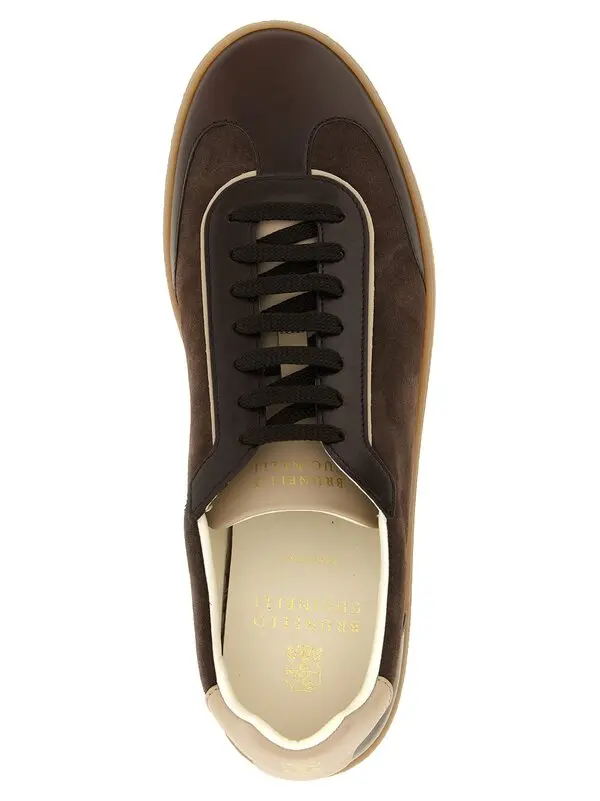 Brunello Cucinelli Suede And Smooth Calf Leather Sneakers