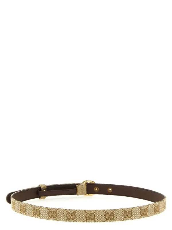 Gucci Gg Fabric Belt With Incrocio Gg Buckle - Cream