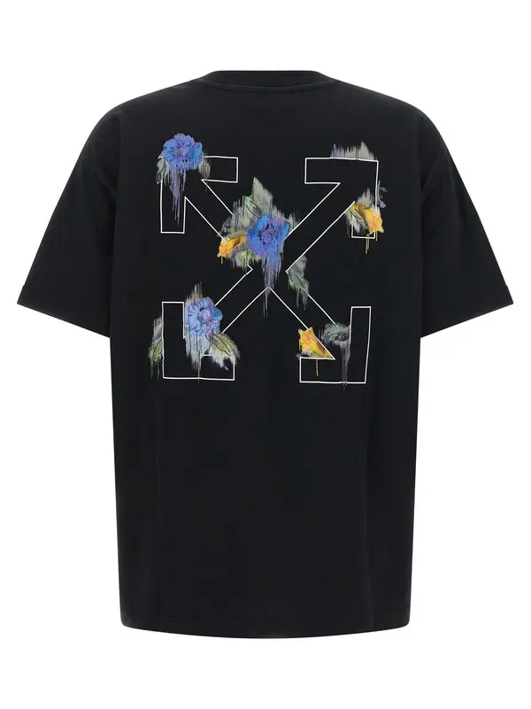Off-White Arrow Out Flower" Cotton T-shirt - Black