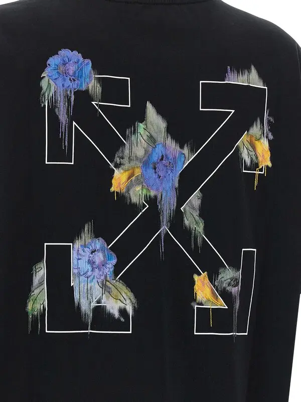 Off-White Arrow Out Flower" Cotton T-shirt - Black