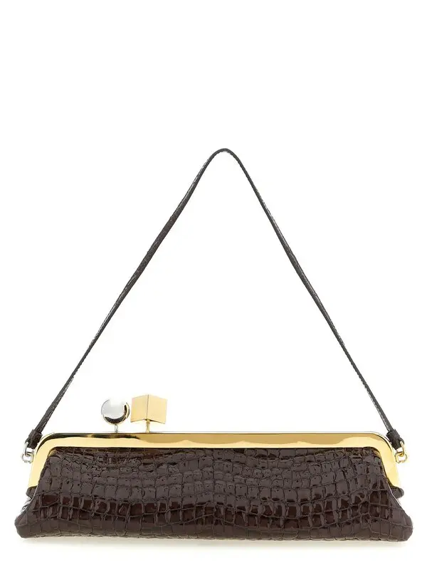 Jacquemus La Pochette Salon Crocodile-effect Leather Clutch - Brown