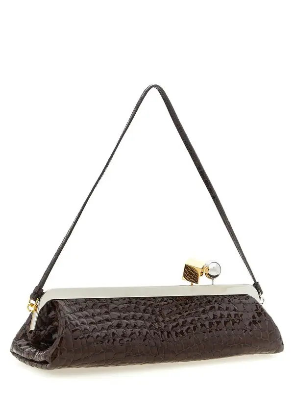 Jacquemus La Pochette Salon Crocodile-effect Leather Clutch - Brown