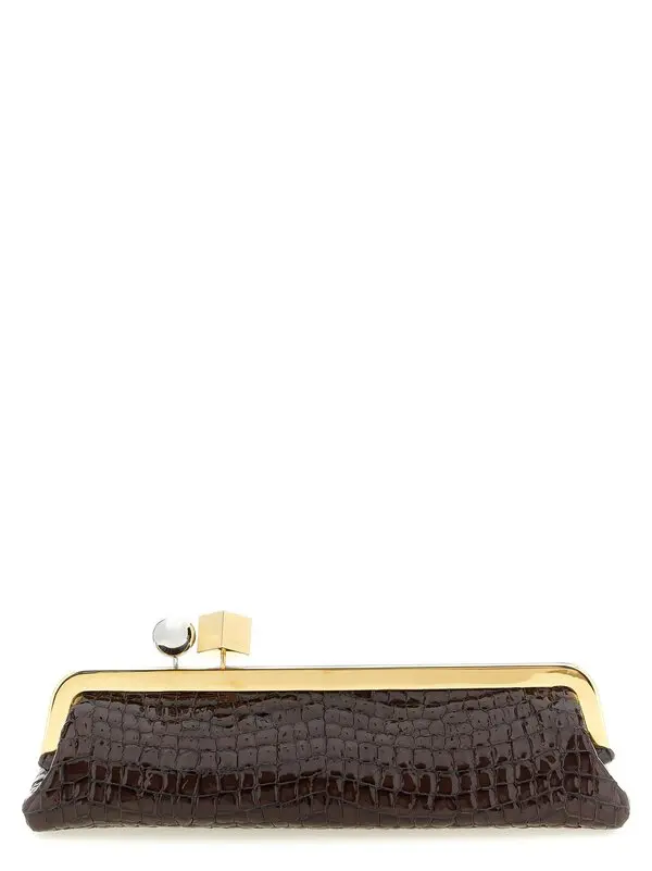 Jacquemus La Pochette Salon Crocodile-effect Leather Clutch - Brown
