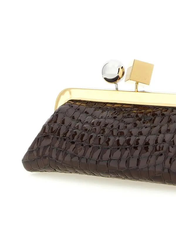 Jacquemus La Pochette Salon Crocodile-effect Leather Clutch - Brown