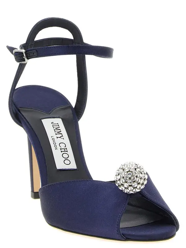 JIMMY CHOO Sacora Embellished Stiletto Sandals - Blue