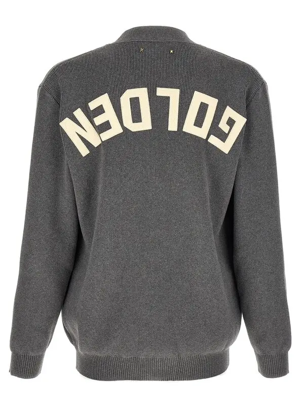 GOLDEN GOOSE Logo Detail Cotton Cardigan - Gray