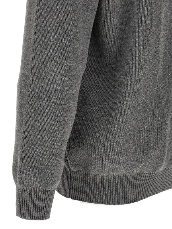 GOLDEN GOOSE Logo Detail Cotton Cardigan - Gray
