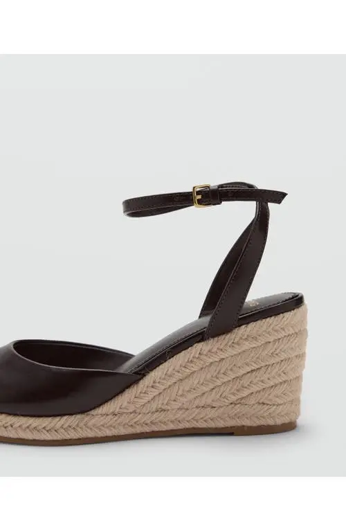 Mango Ankle Strap Open Toe Wedge Espadrille