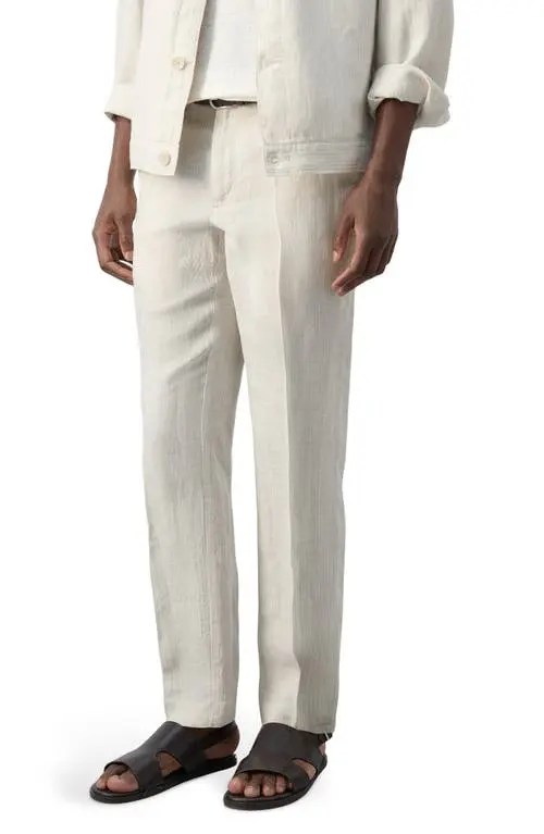 Mango Textured Stripe Linen Pants
