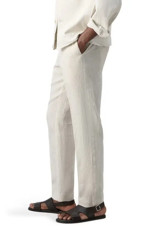 Mango Textured Stripe Linen Pants
