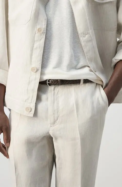 Mango Textured Stripe Linen Pants