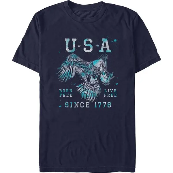 LOST GODS Usa Born And Live Free Short Sleeve Graphic T-shirt - Navy Blue