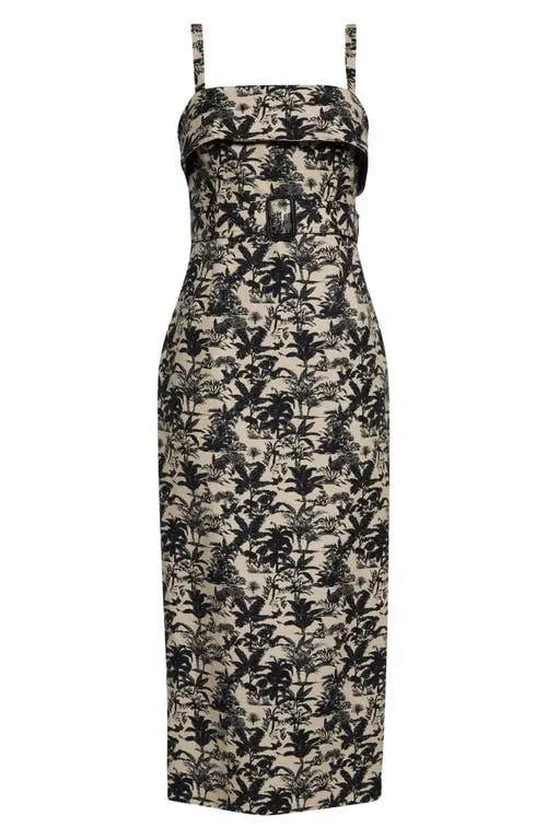 TOCCIN Theodora Belted Midi Dress - Jet/natural