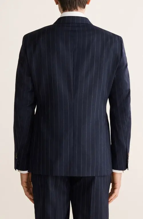 Mango Venice Slim Fit Pinstripe Double Breasted Wool Jacket