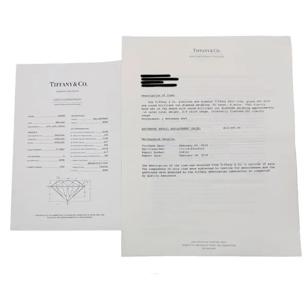 Tiffany & Co. 0.91 Ct Round Brilliant Diamond Novo Engagement Ring