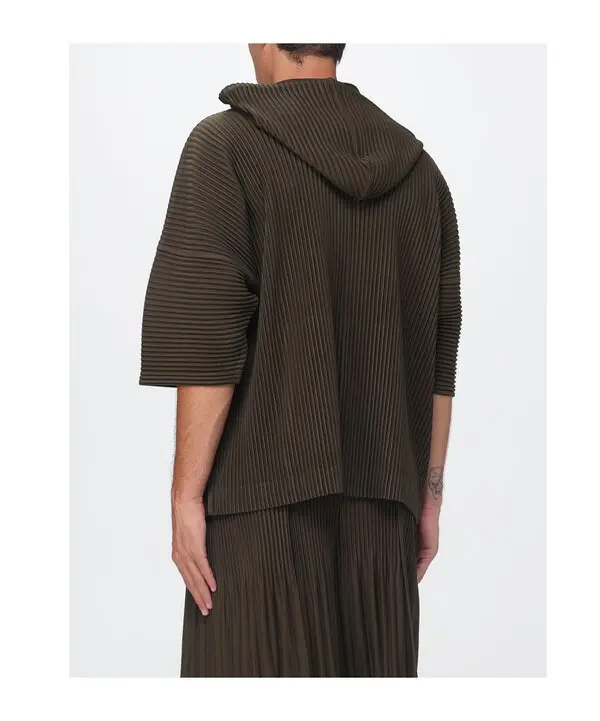 Issey Miyake Homme Plissé Plissé-effect Drawstring Hoodie - Green