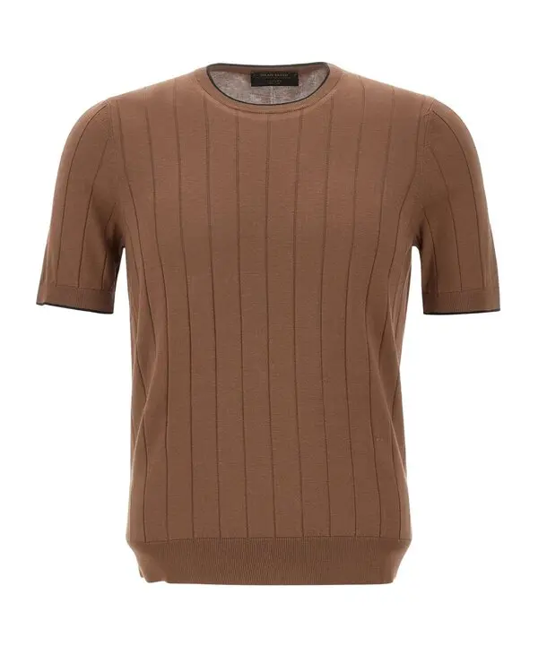 GRAN SASSO Maxi Ribbed Short-sleeve Knitted Sweater