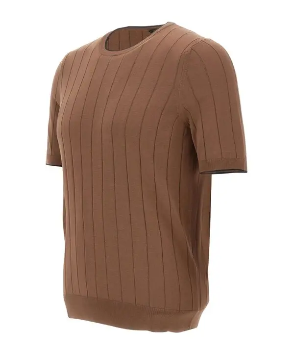GRAN SASSO Maxi Ribbed Short-sleeve Knitted Sweater