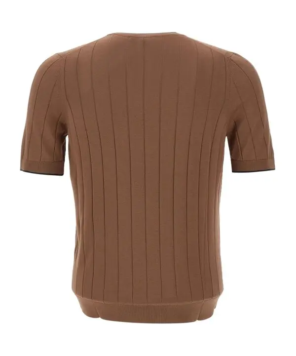 GRAN SASSO Maxi Ribbed Short-sleeve Knitted Sweater