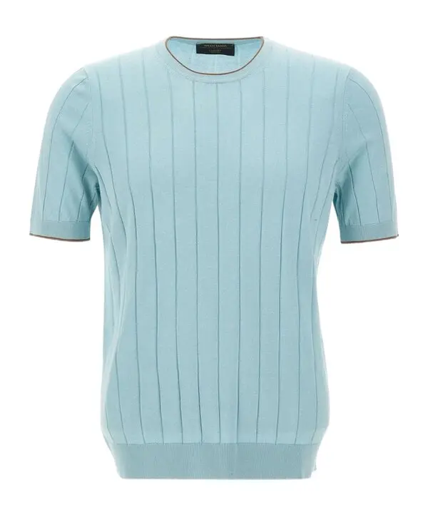 GRAN SASSO Ribbed Short-sleeve Knitted Top