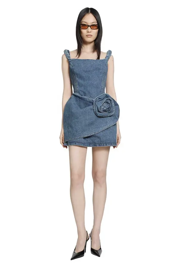 Magda Butrym Off-shoulder Denim Mini Dress - Blue