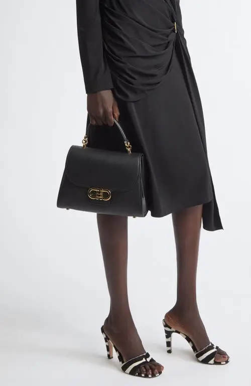 FERRAGAMO Medium Double Gancini Leather Top Handle Bag