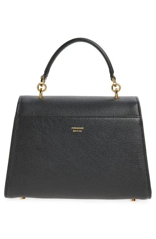 FERRAGAMO Medium Double Gancini Leather Top Handle Bag