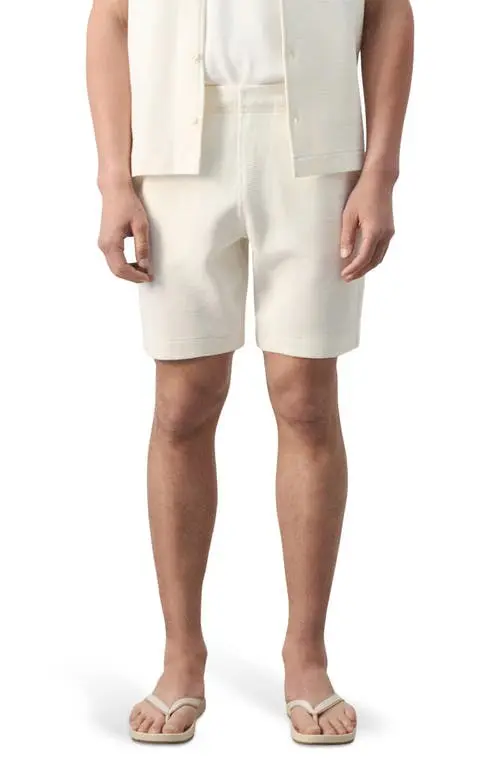 Mango Slim Fit Cotton Waffle Pull-on Shorts - Ecru