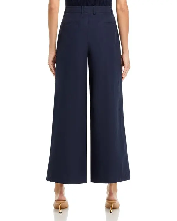 Lafayette 148 New York Cotton Poplin Wide Leg Ankle Pants