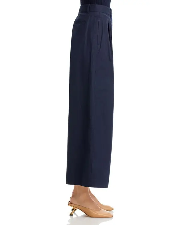 Lafayette 148 New York Cotton Poplin Wide Leg Ankle Pants
