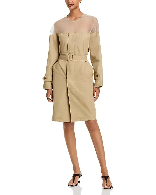 MAISON MARGIELA Cotton Midi Trench Dress With Sheer Yoke