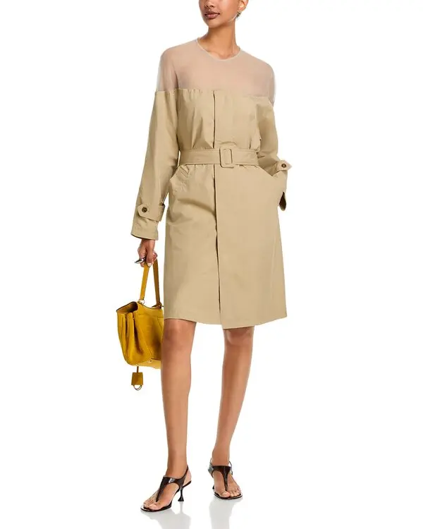 MAISON MARGIELA Cotton Midi Trench Dress With Sheer Yoke