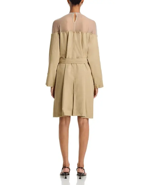 MAISON MARGIELA Cotton Midi Trench Dress With Sheer Yoke
