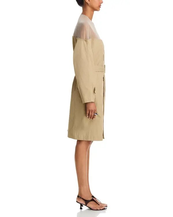 MAISON MARGIELA Cotton Midi Trench Dress With Sheer Yoke