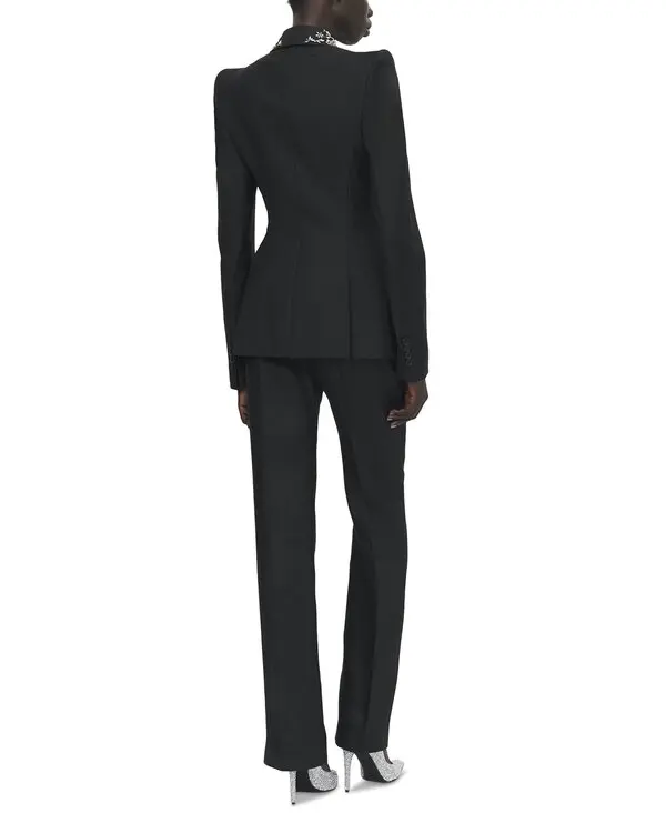 Alexander McQueen Bead & Crystal Embroidered Lapel Single Breasted Jacket